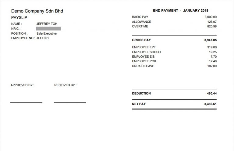 Payslip Template and Employee's Salary Slip in Malaysia
